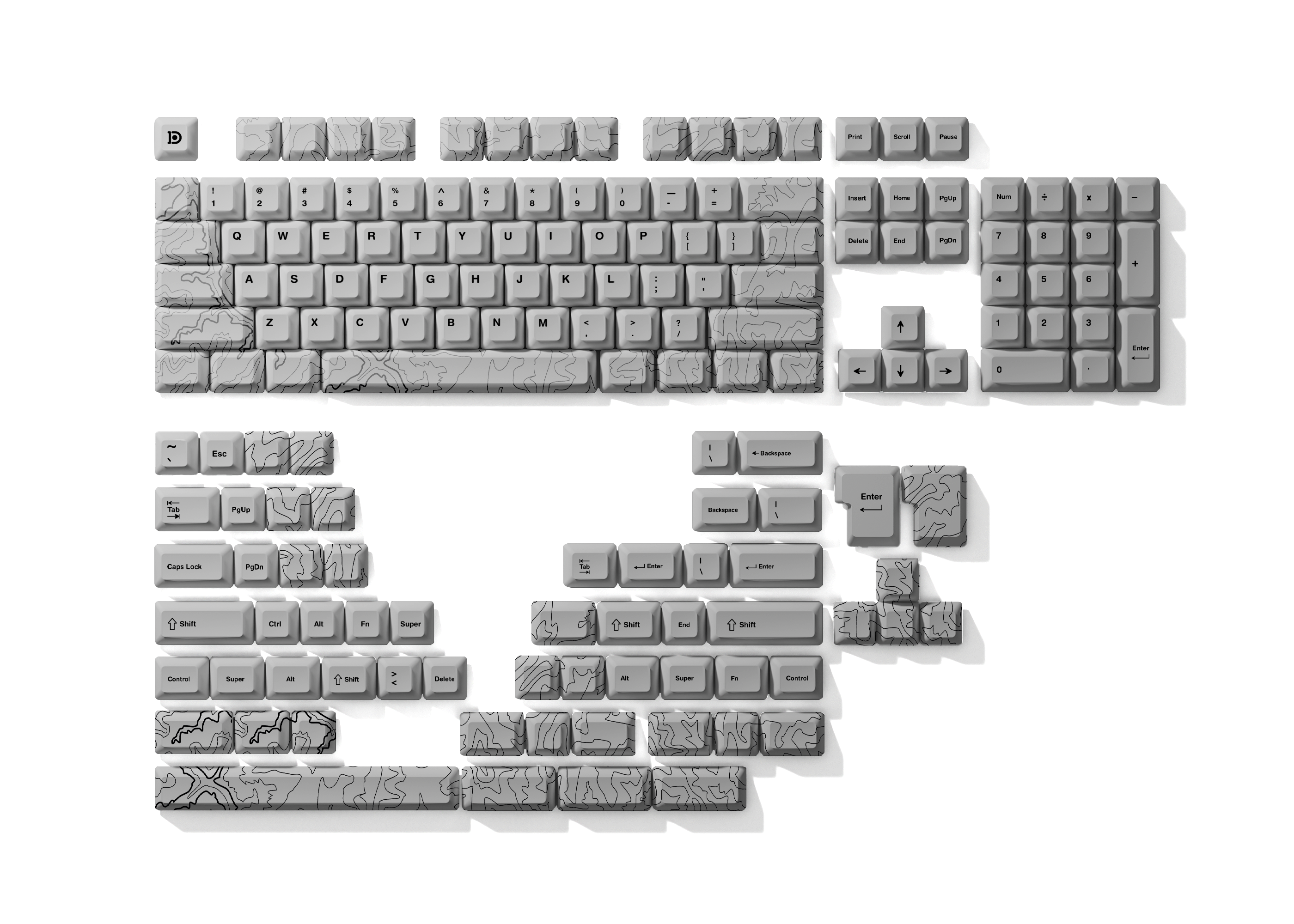 White Topo Canyon Keycaps | Deskr